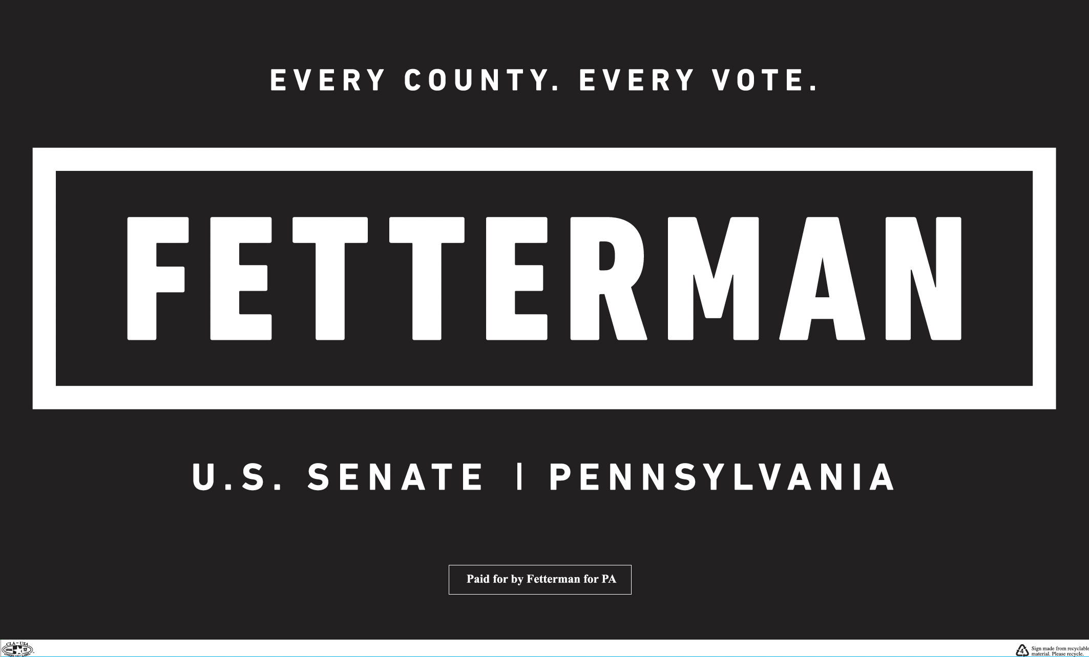 Official Campaign Yard Sign – Fetterman Online Store